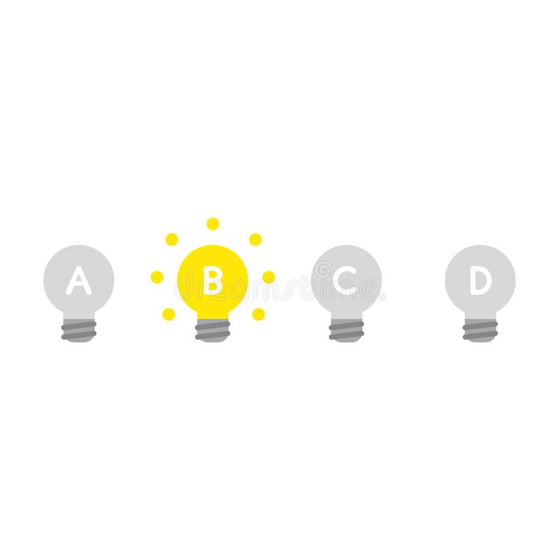 Vector Icon Concept of Three Grey Light Bulbs and One Glowing Li Stock ...