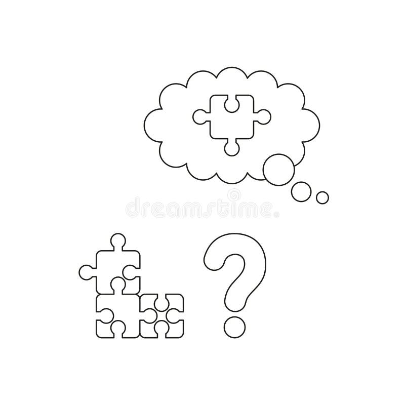 Vector Icon Concept of Three Parts Connected Puzzle, Question Mark and ...