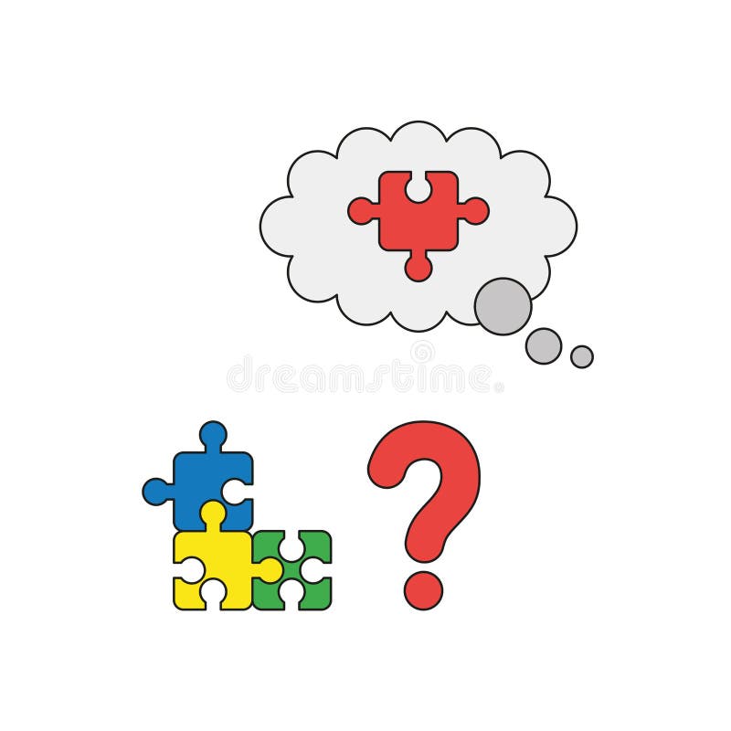 Vector Icon Concept of Three Parts Connected Puzzle, Question Mark and ...