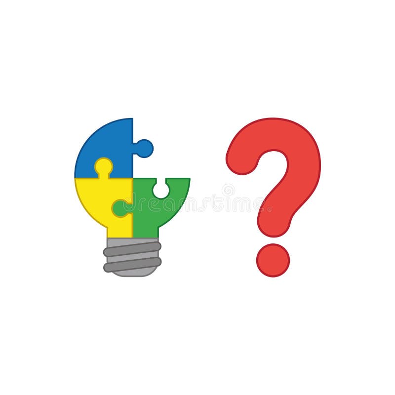 Vector Icon Concept of Three Pieces Light Bulb Puzzle Missing Piece ...