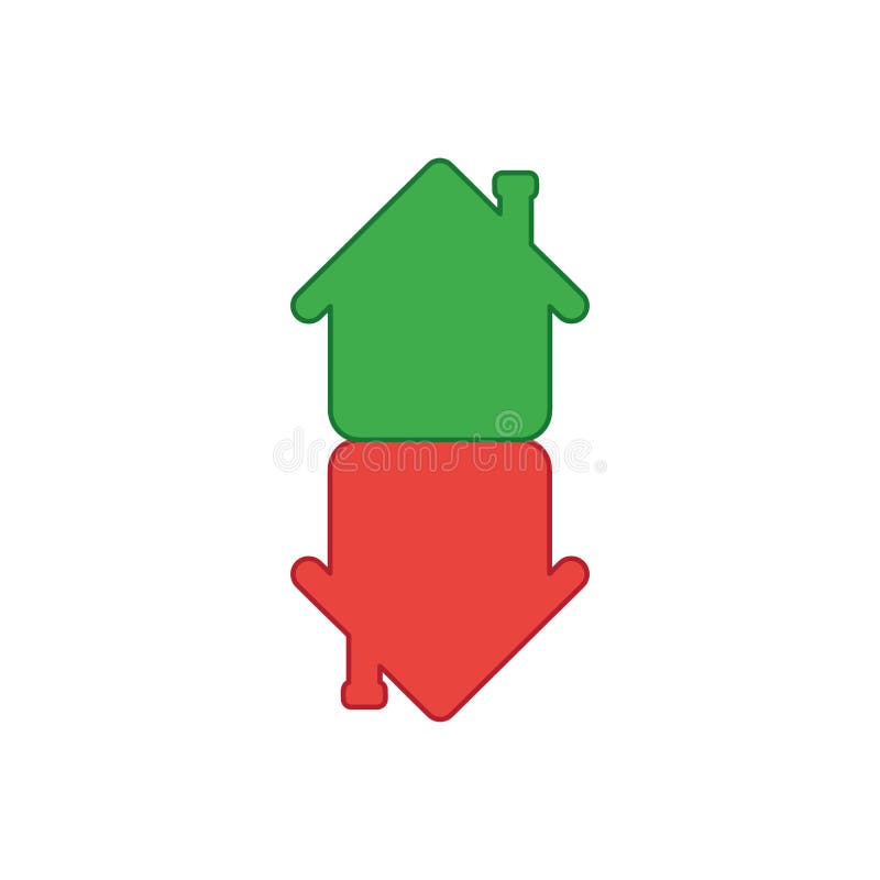 Vector Icon Concept of Two Houses in an Arrow Shape Moving Up and Down ...