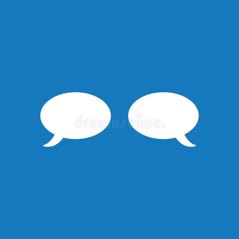 Vector Icon Concept Of Two Speech Bubbles On Blue Background Stock ...