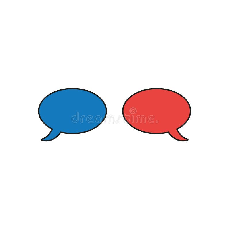 Vector Icon Concept of Two Speech Bubbles. Colored and Black Outlines ...