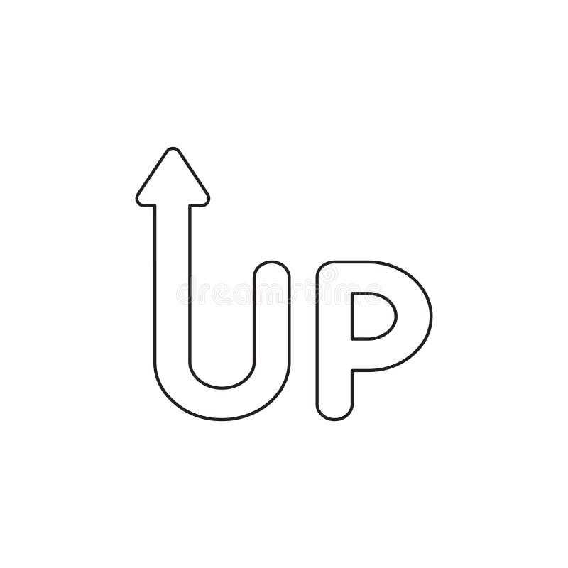 Vector Icon Concept of Up Word with Arrow Moving Up Stock Vector ...
