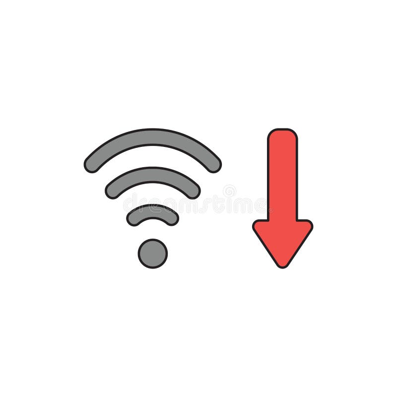 Vector Icon Concept of Wifi Wireless with Arrow Moving Down Symbolizing ...