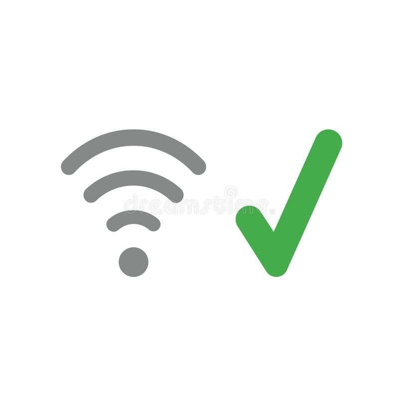 Vector Icon Concept of Wireless Wifi Symbol with Check Mark Stock ...