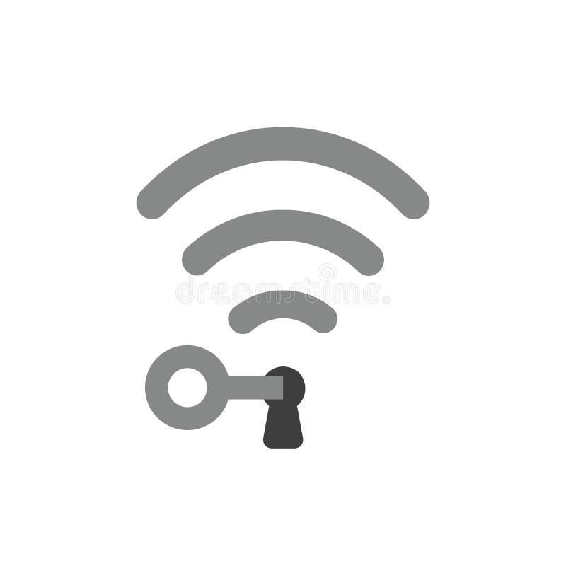 Vector Icon Concept of Wireless Wifi Symbol and Key into Keyhole Stock ...