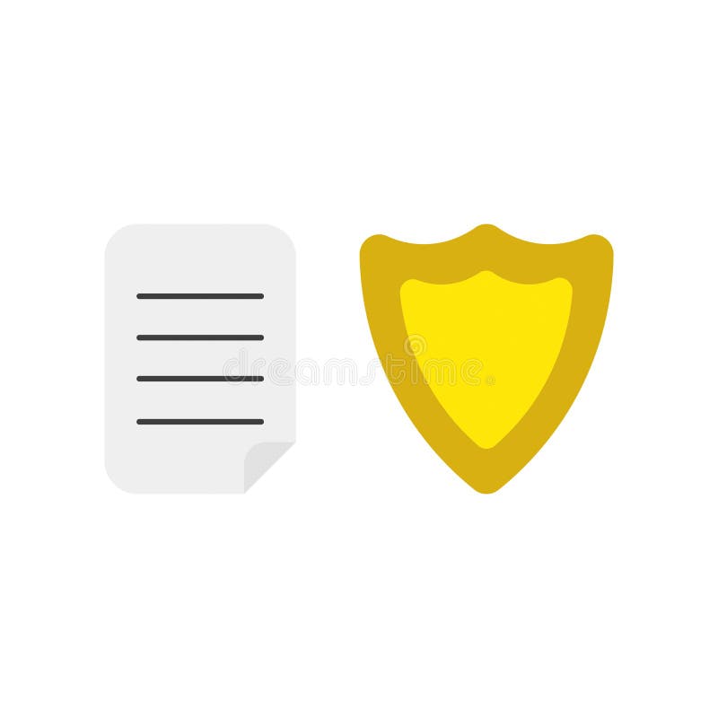 Vector Icon Concept of Written Paper with Guard Shield Stock ...