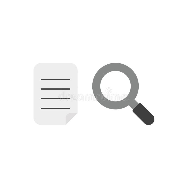 Vector Icon Concept of Written Paper with Magnifying Glass Stock Vector ...