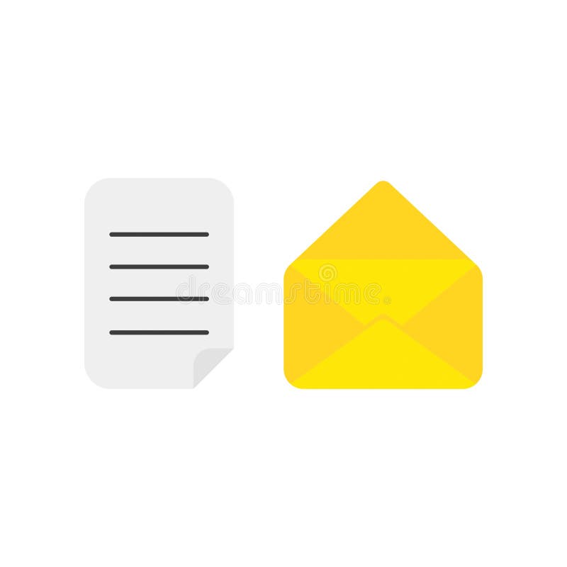 Vector Icon Concept of Written Paper with Opened Mail Envelope Stock ...