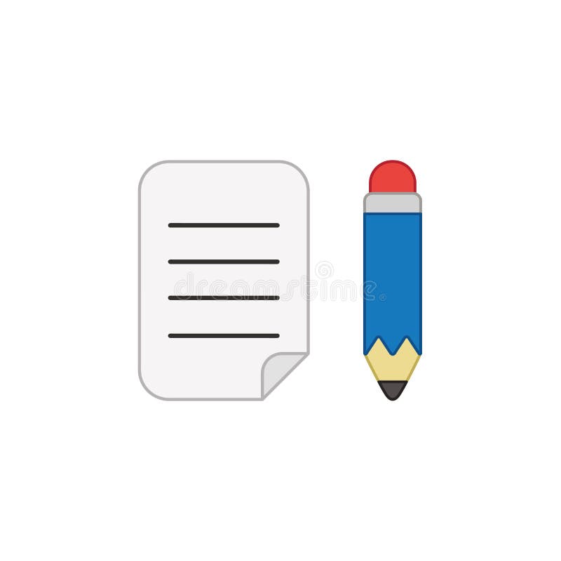 Vector Icon Concept of Written Paper with Pencil Stock Vector ...