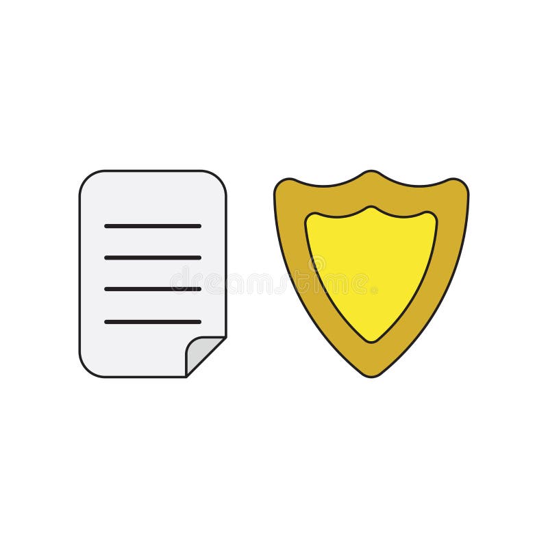 Vector Icon Concept of Written Paper with Shield Stock Vector ...