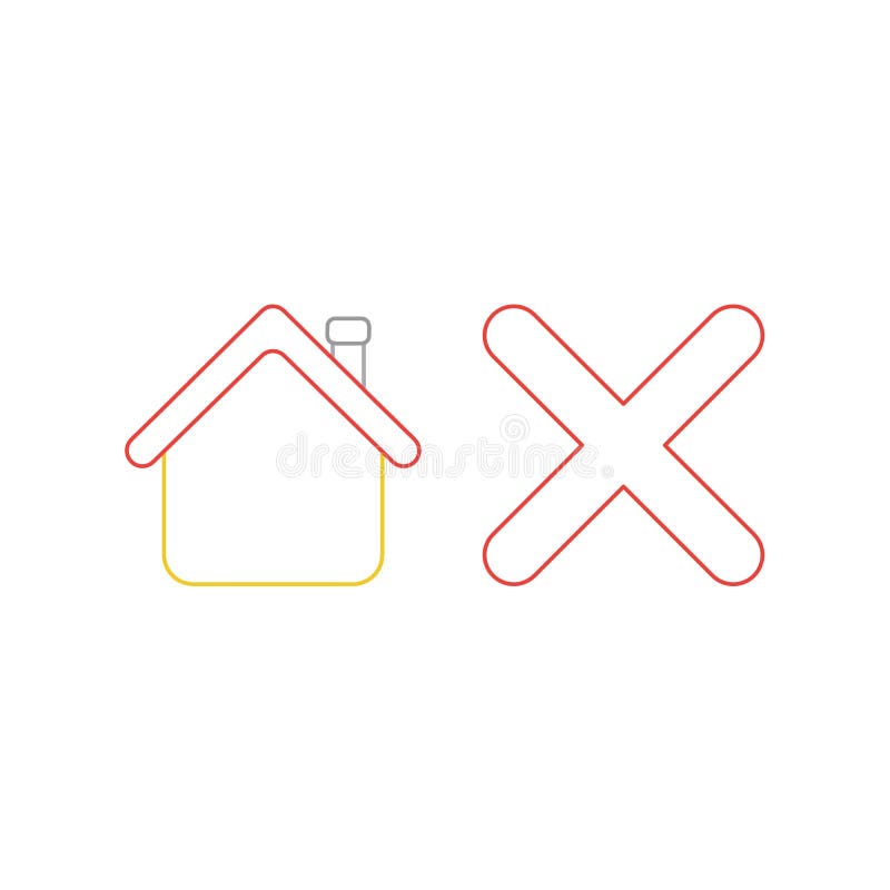 Vector icon concept of house with x mark