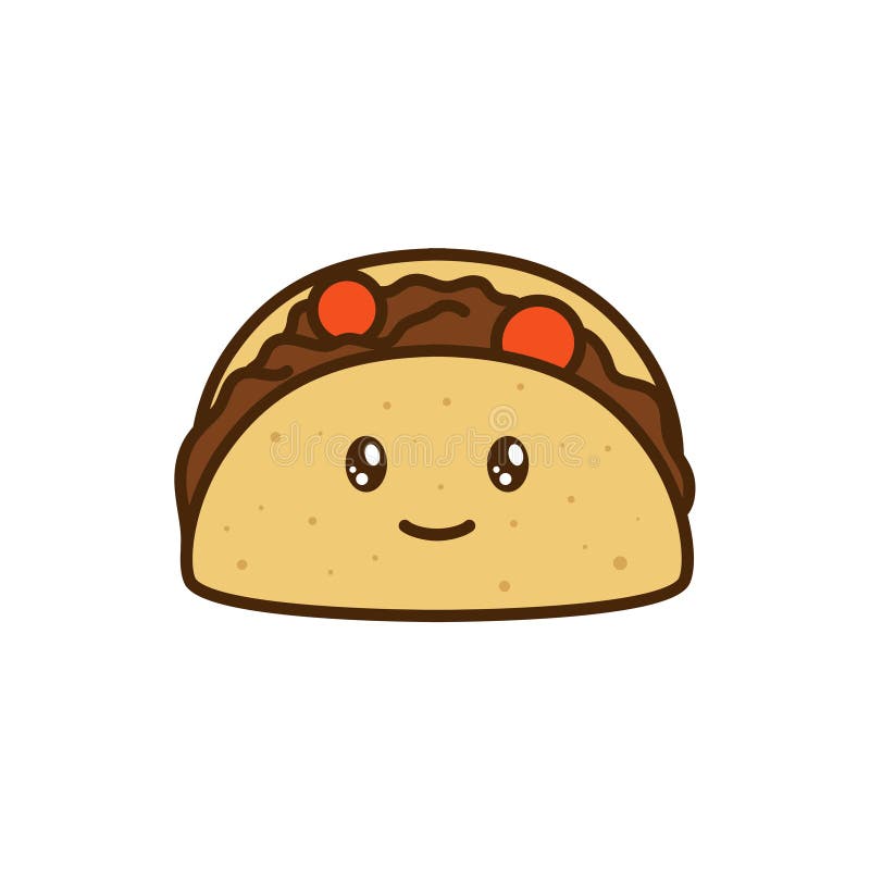 Vector Icon of Cute Doodle Fast Food Taco Stock Vector - Illustration ...