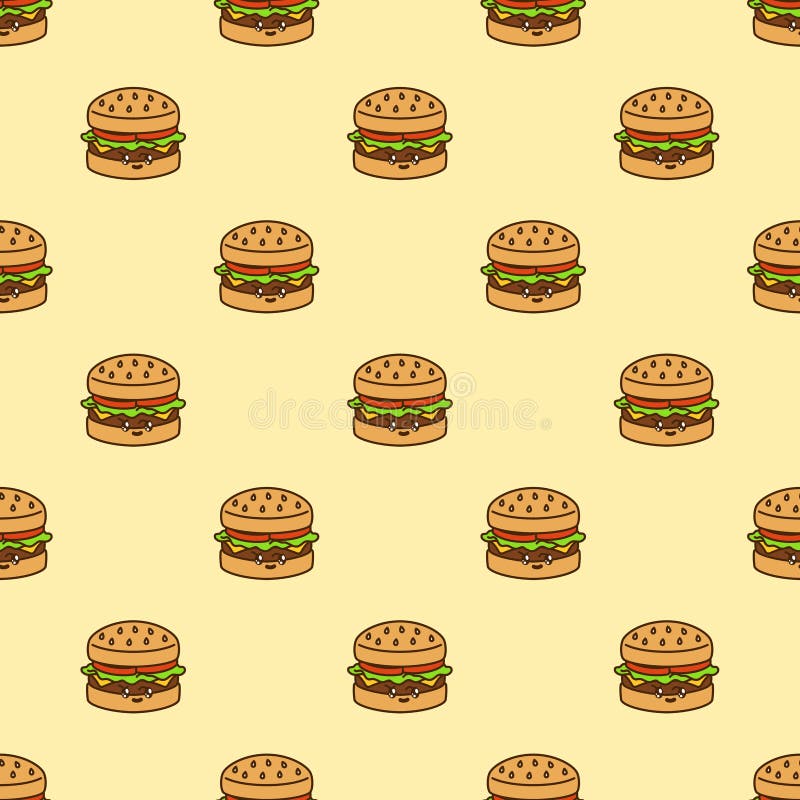 Vector Icon of Cute Pattern Line Doodle Fast Food Burger Stock Vector ...