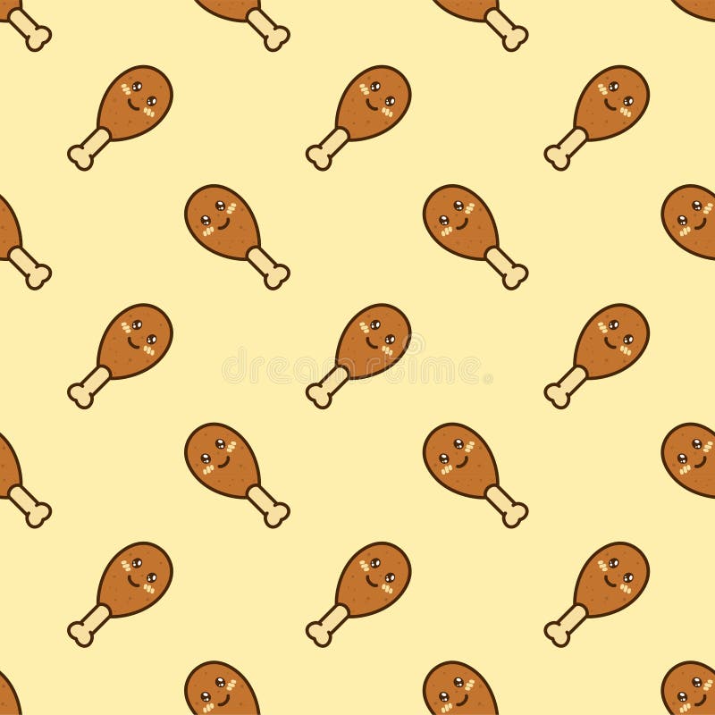 Vector Icon of Cute Doodle Pattern Fast Food Fried Chicken Stock Vector ...