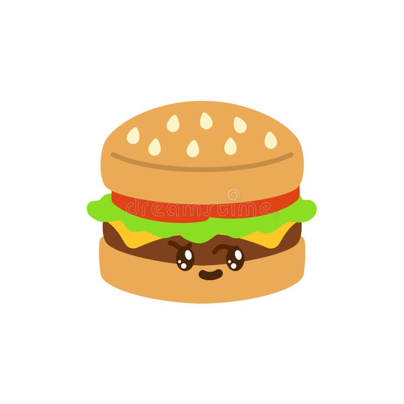 Vector Icon of Cute Flat Design Fast Food Burger Stock Vector ...