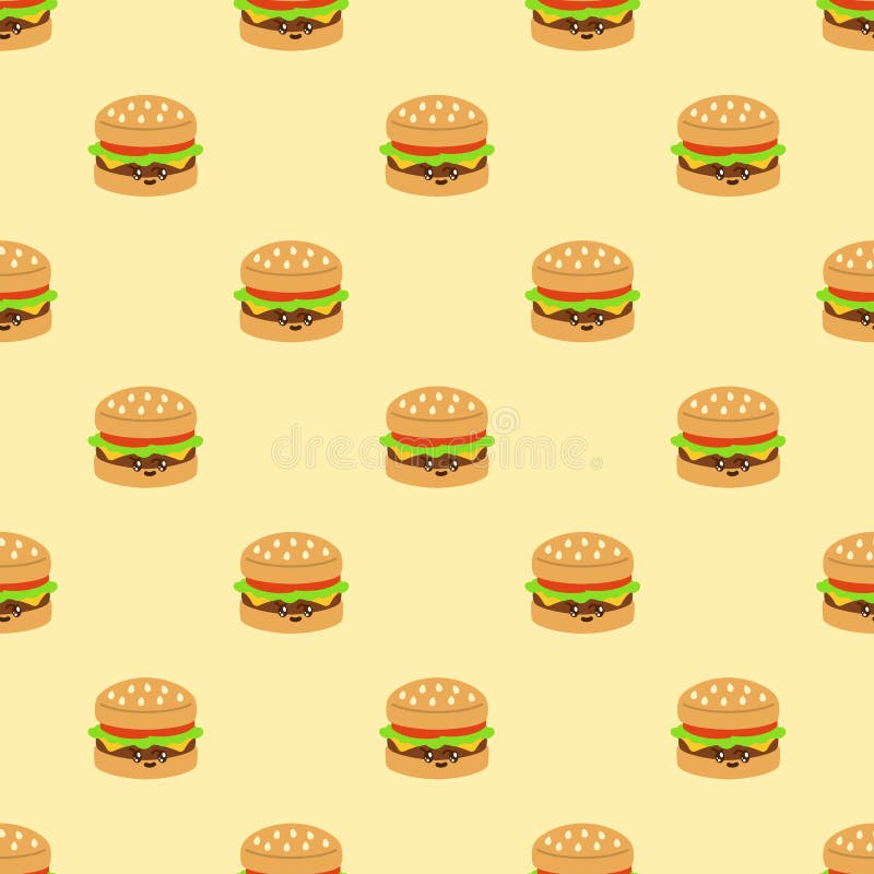 Vector Icon of Cute Flat Design Pattern Fast Food Burger Stock Vector ...