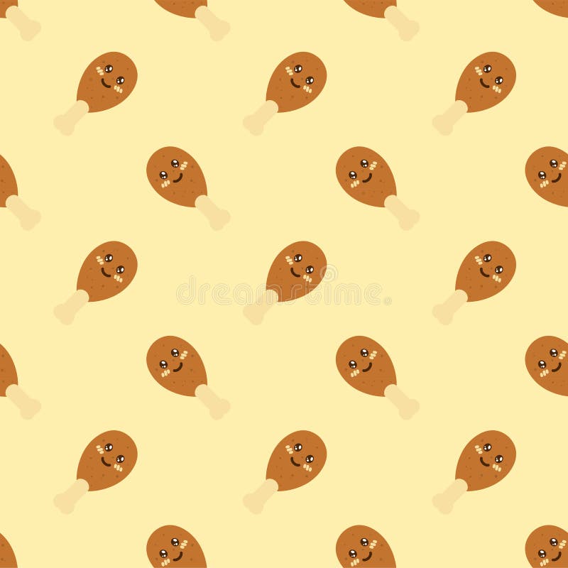 Vector Icon of Cute Flat Design Pattern Fast Food Fried Chicken Stock ...