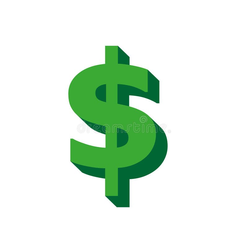 Vector Icon 3d Dollar on White Background Stock Illustration ...