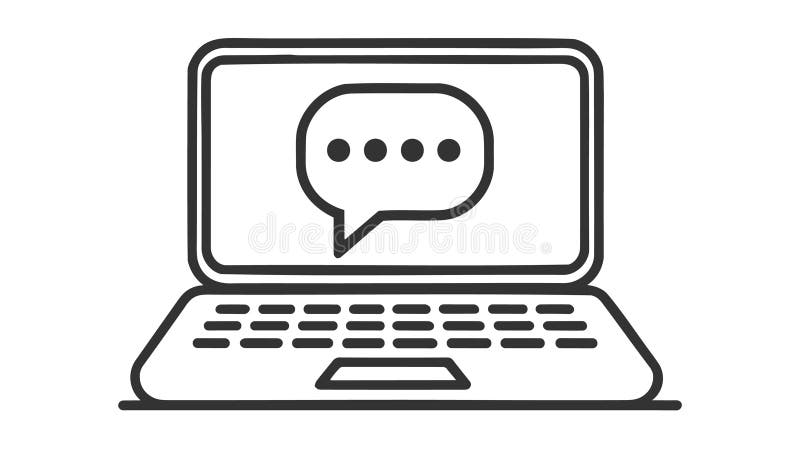 Vector Icon Depicting a Laptop Computer with a Chat Bubble on Its ...