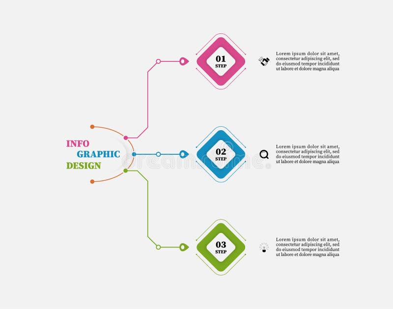 Square Timeline 3 Points Banner Elements and Numbers. Business Concept ...