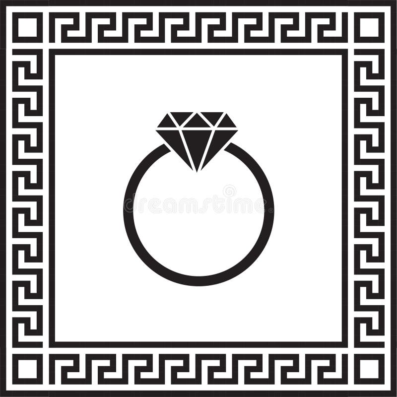 Vector Icon Diamond in a Frame with a Greek Ornament Stock Illustration ...