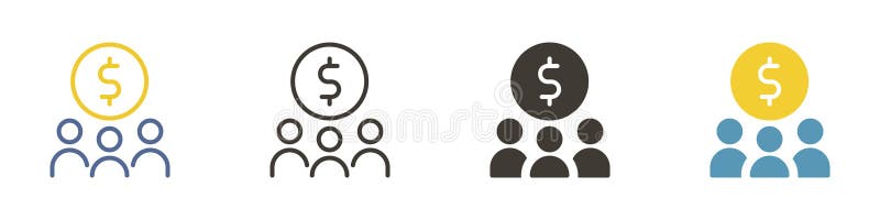 Vector Icon in 4 Different Styles. Group of People with a Money Symbol ...