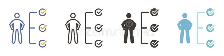 Vector Icon in 4 Different Styles. Person with a Checkbox List ...