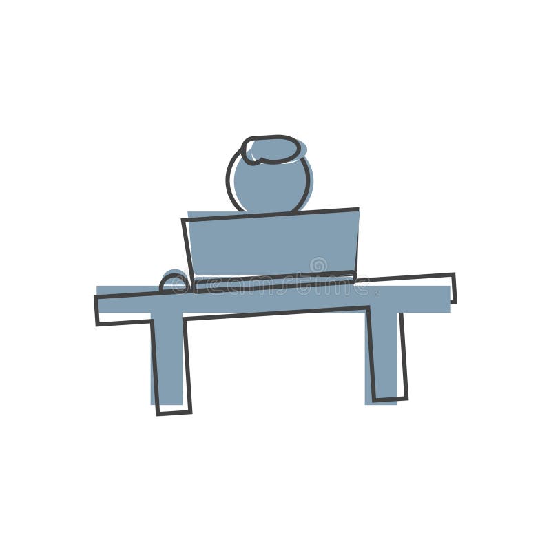 Vector Icon of Distance Work, Training Icon on Cartoon Style on White ...