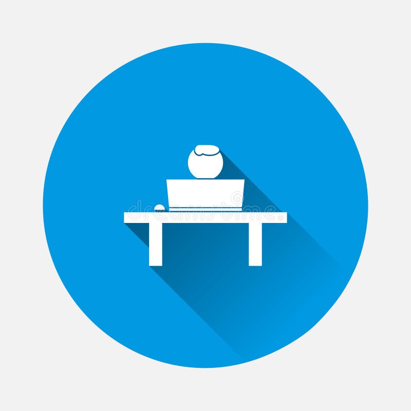 Vector Icon of Distance Work, Training Icon on Blue Background. Flat ...