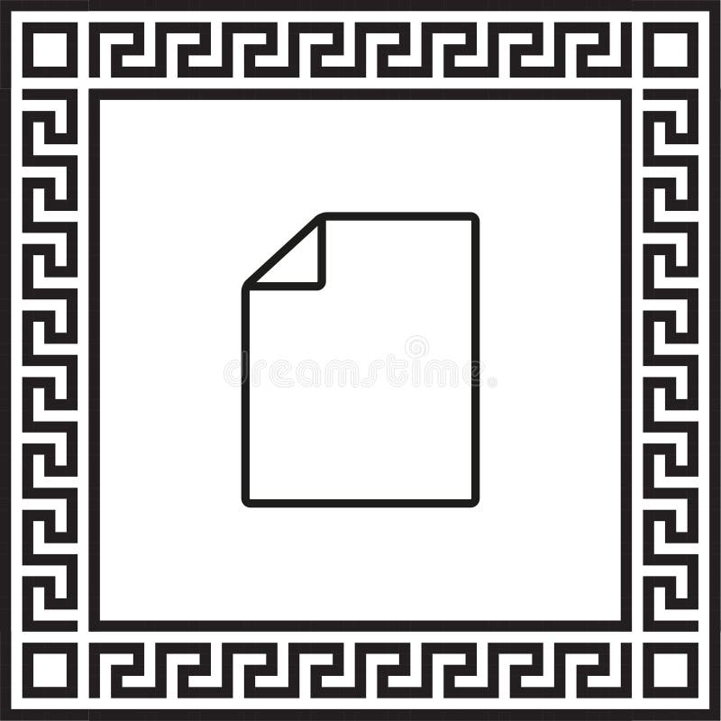 Vector Icon Document in a Frame with a Greek Ornament Stock ...