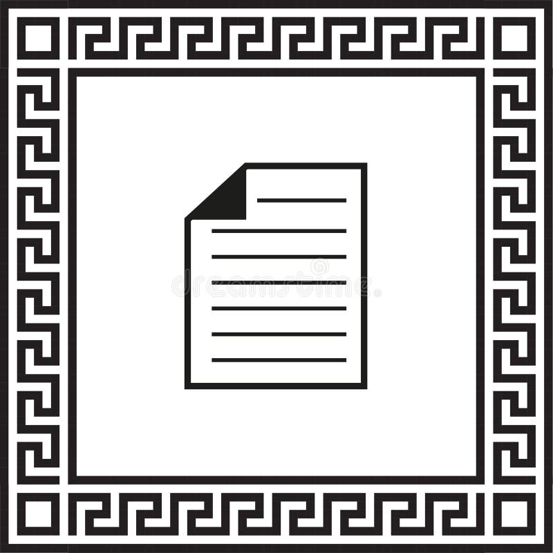 Vector Icon Document in a Frame with a Greek Ornament Stock ...