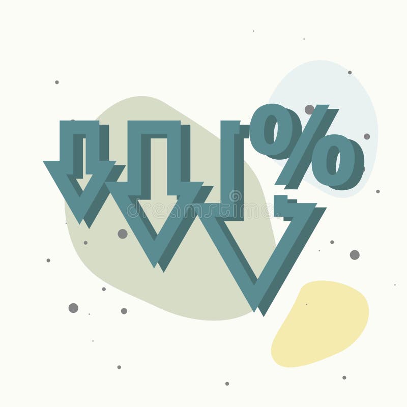 Vector Icon Down Arrow and Percentage Sign on Multicolored Background ...
