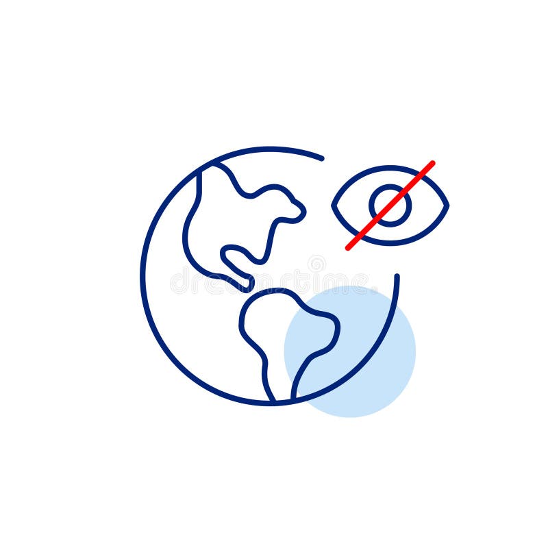 Vector Icon of Earth with Crossed-out Eye, Symbolizing Hidden Location ...