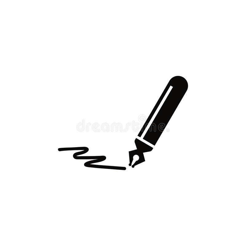 Vector Icon of an Elegant Fountain Pen Signing Stock Vector ...