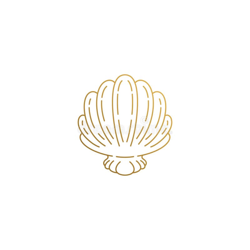 Vector Icon of Elegant Seashell Hand Drawn with Thin Lines Stock Vector ...