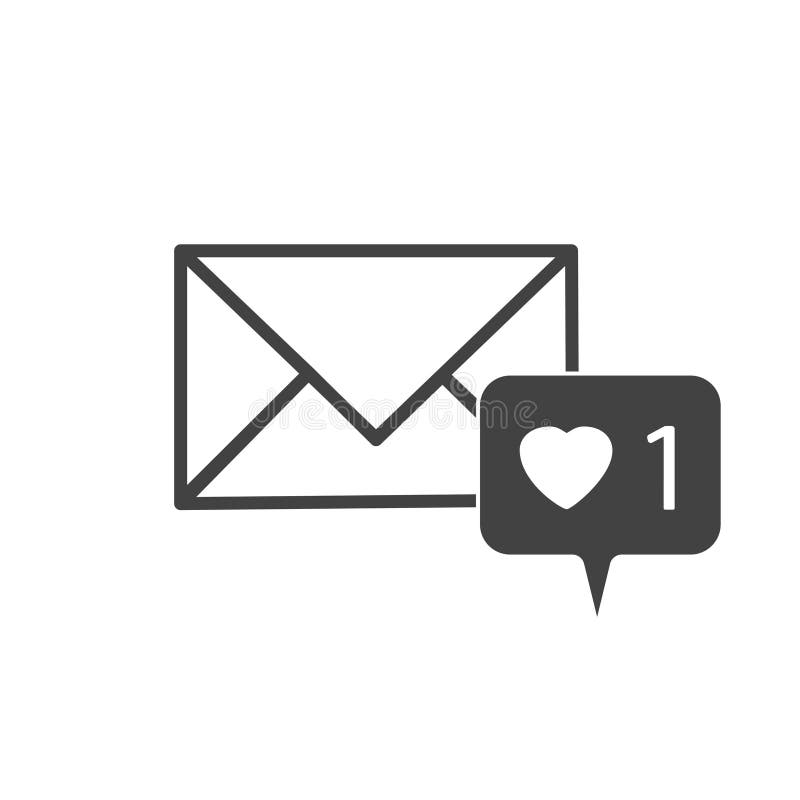 Vector Icon Envelope and Like Message on White Isolated Background ...