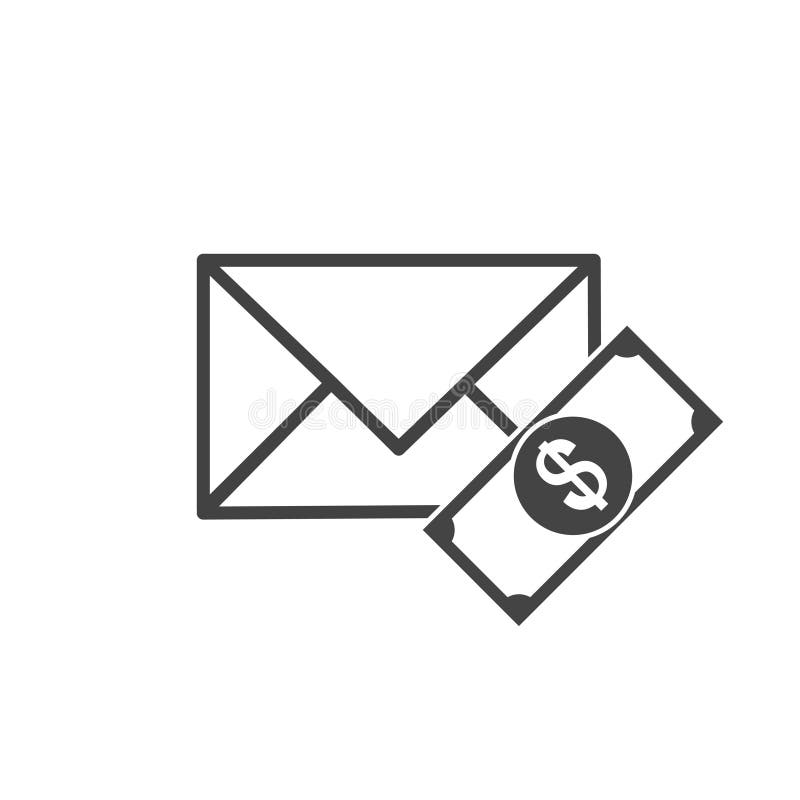 Vector Icon Envelope and Money Banknote, Money on White Isolated ...