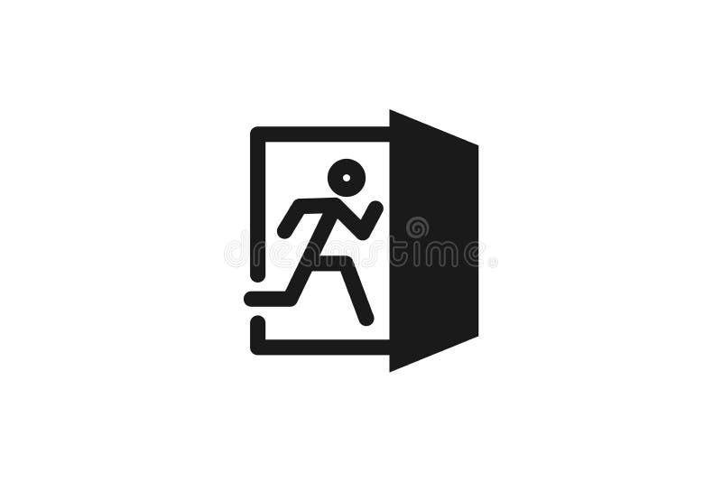 Vector Icon for the Exit Sign. Emergency Exit Way Icon Isolated on ...