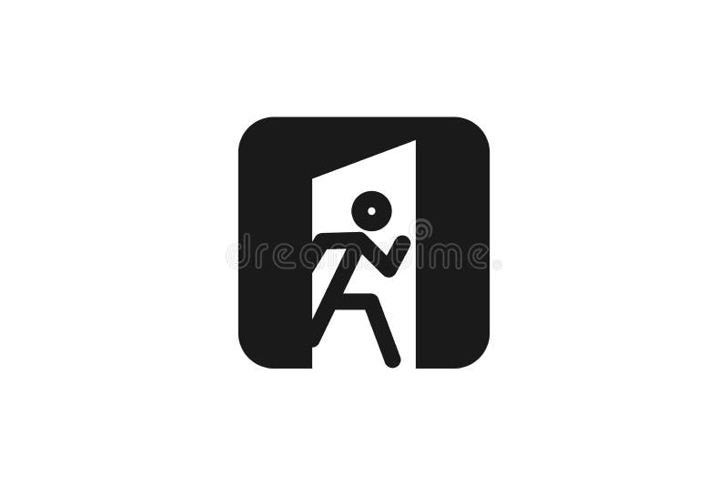 Vector Icon for the Exit Sign. Emergency Exit Way Icon Isolated on ...