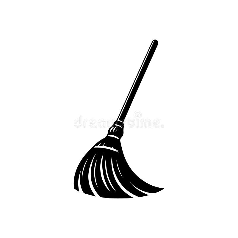 Sweeping Broom Vector Icon: Classic Cleaning Tool Silhouette for Home ...