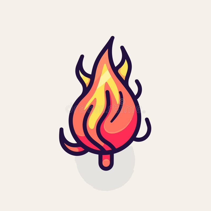 Vector of a Vector Icon of a Flat Fire with a Long Tail on a White ...