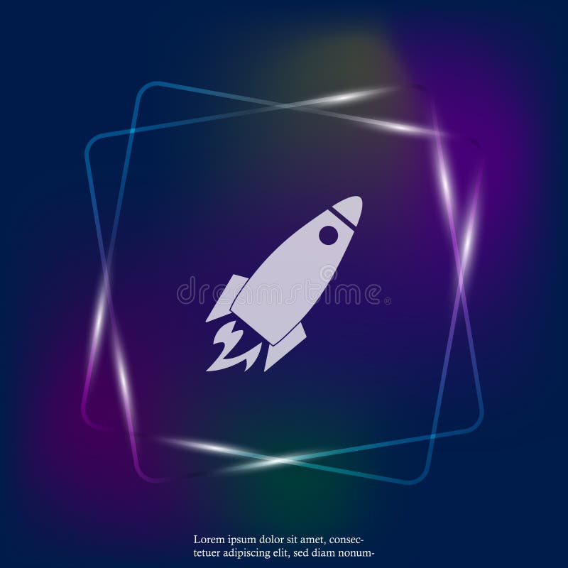 Vector Icon Flying Rocket. Rocket Neon Light Icon Stock Vector ...