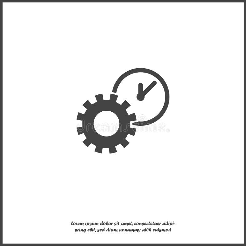 Vector Icon Gears Wheel and Clock the Working Process. Illustration ...