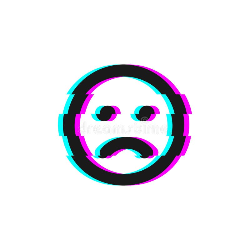 Vector Icon of Glitch Negative Emoji. Glitch Emoticon Symbol Isolated ...