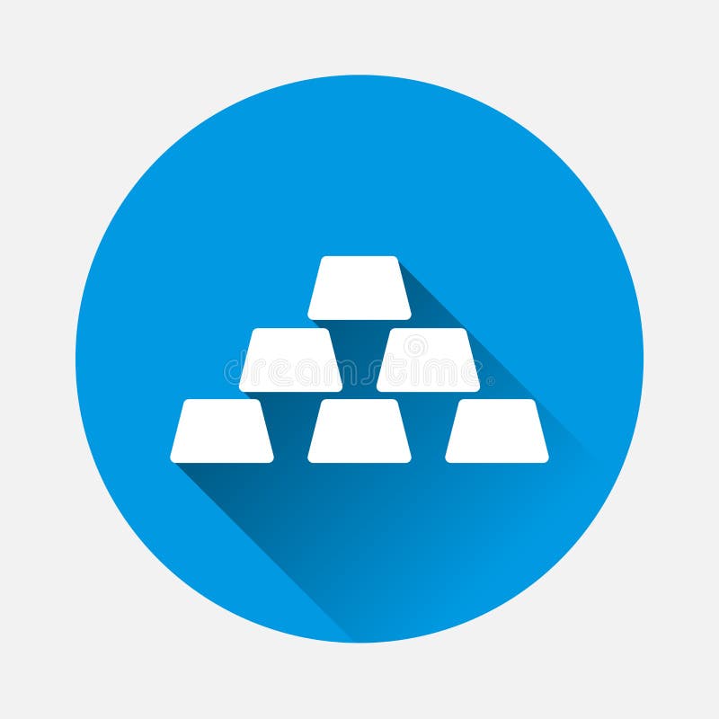 Vector Icon of Gold Bullion on Blue Background. Flat Image Gold Stock ...
