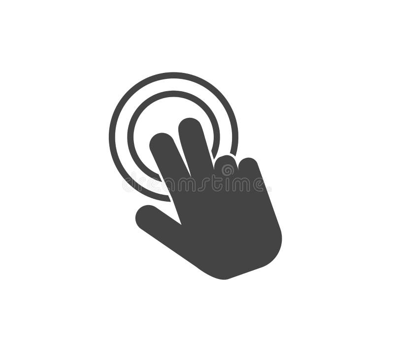 Vector Icon Hand Presses Clicks on the Button on White Isolated ...