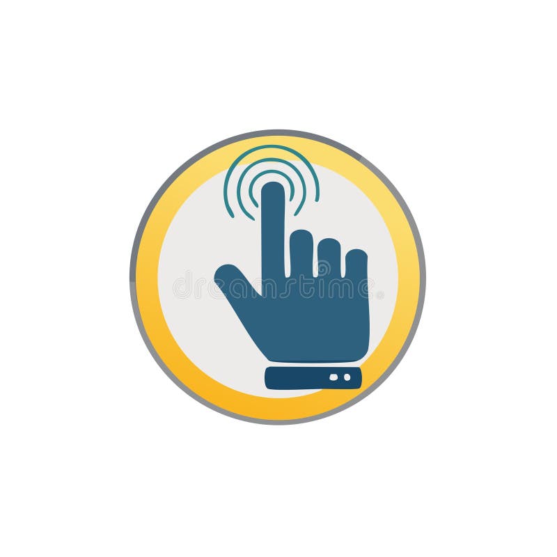 Vector Icon of a Hand Tapping a Touch Screen Button with a Click Effect ...