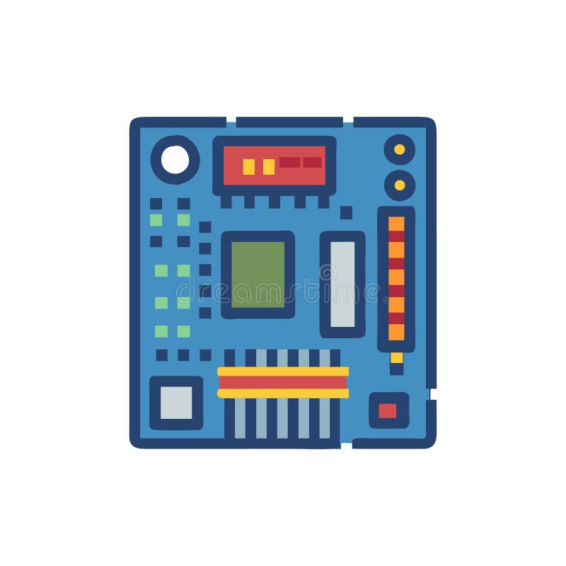 Computer Motherboard Icon for Hardware Stock Illustration ...
